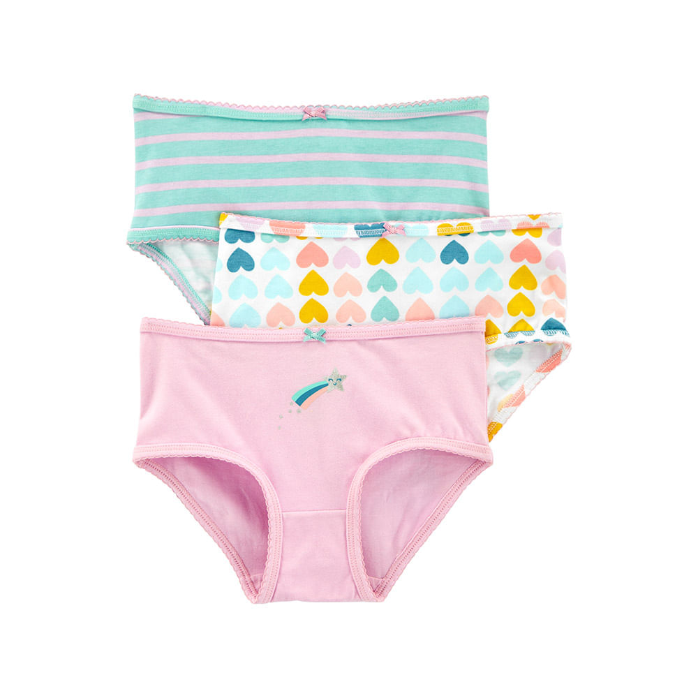 Set de 3 piezas ropa interior multicolor con estampado para niña ...