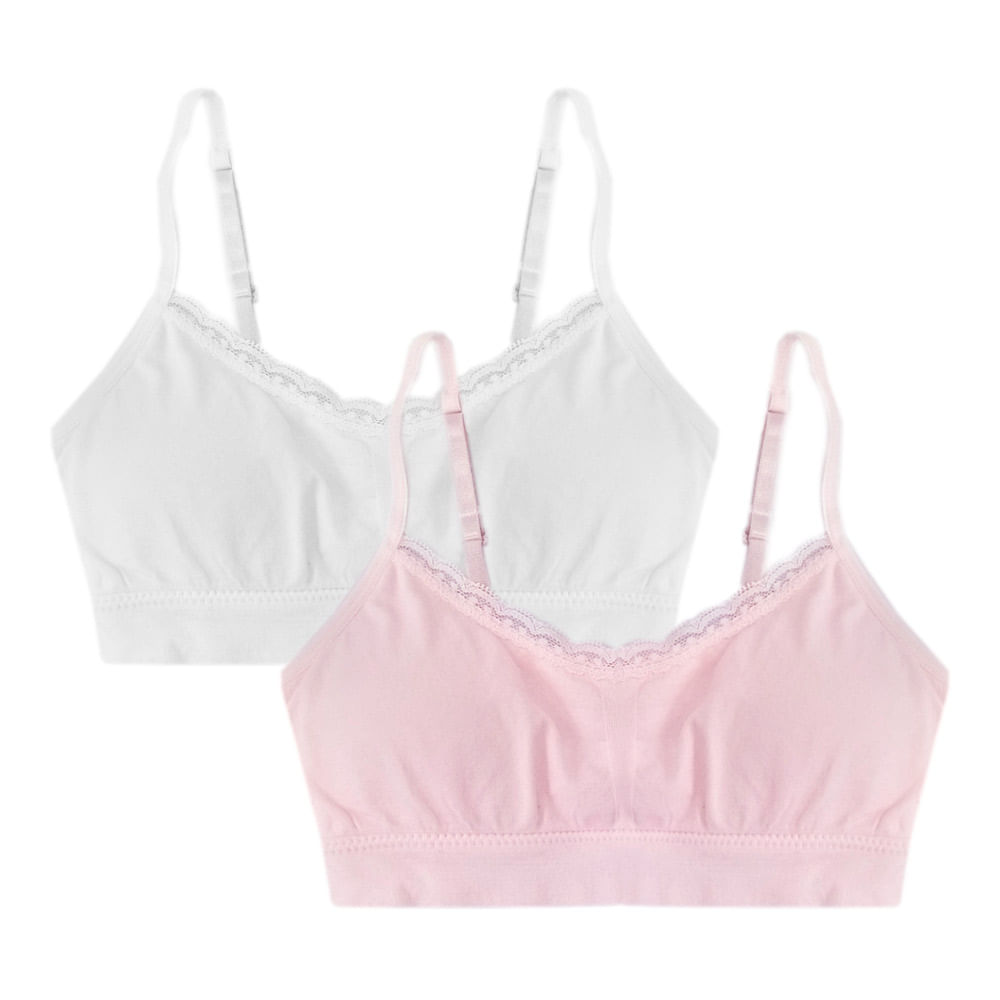 Set 2 brassier multicolor sólido para niña