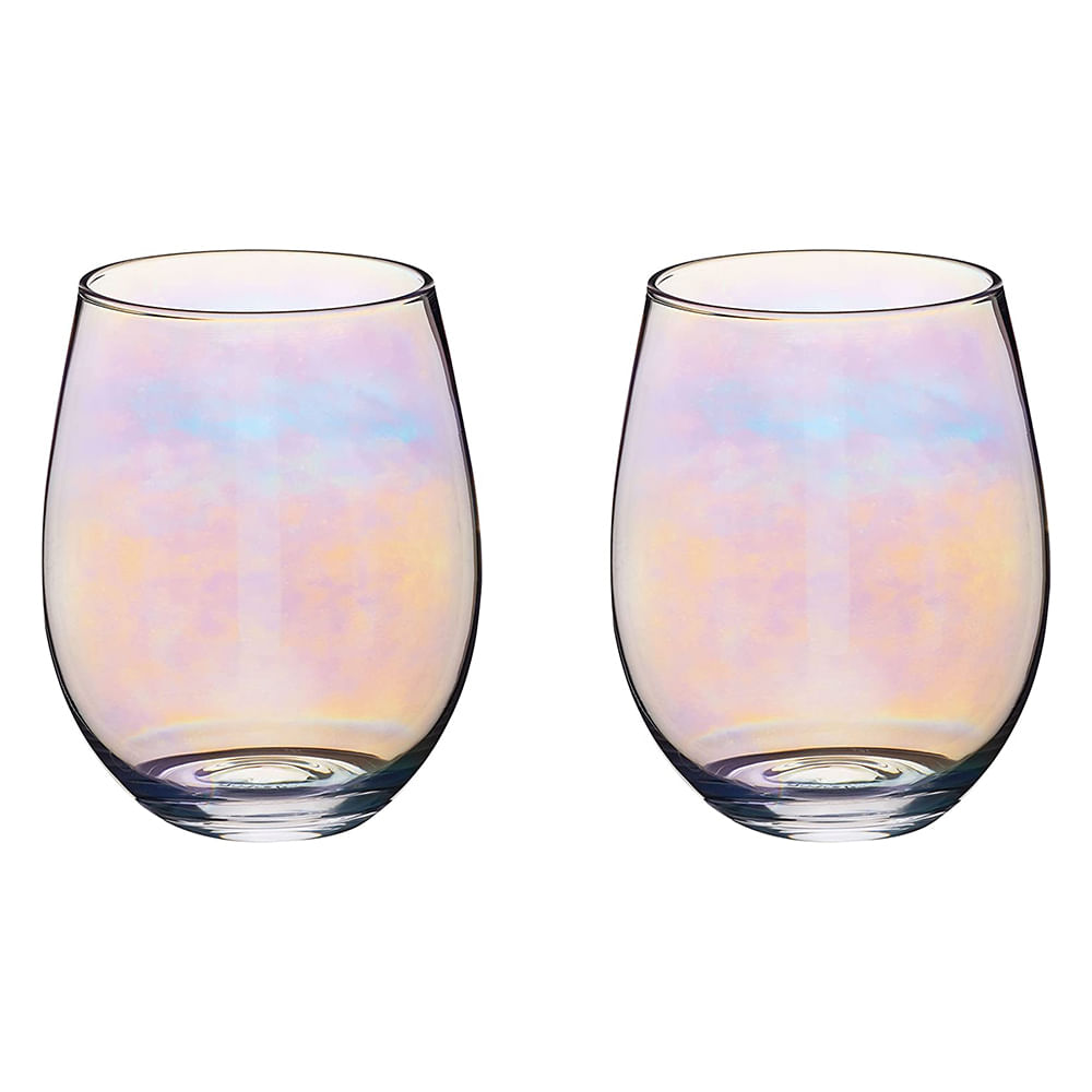 Set 2 copas sin pie 600ml iridiscente