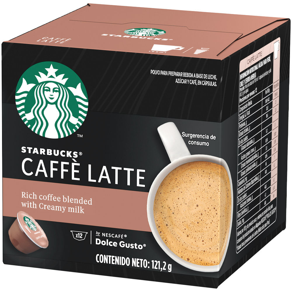 STARBUCKS by NESCAFÉ Dolce Gusto Caffe Latte Caja 12 Cápsulas - Siman ...