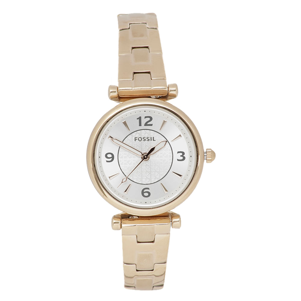 Reloj Fossil análogo metálico oro rosa para dama