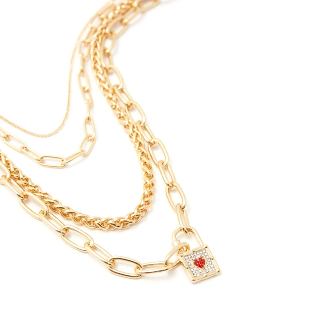 Set de cadenas candado brillos en color dorado