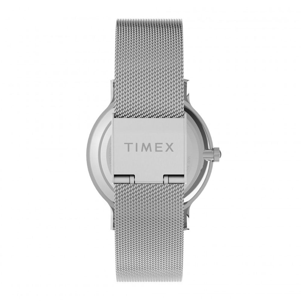 Reloj Timex análogo metálico plateado para mujer