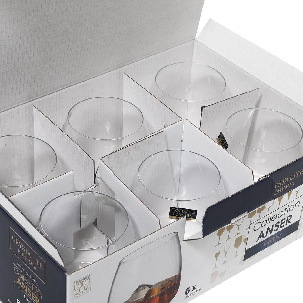 Set de vaso 6 piezas de cristal 400 ml