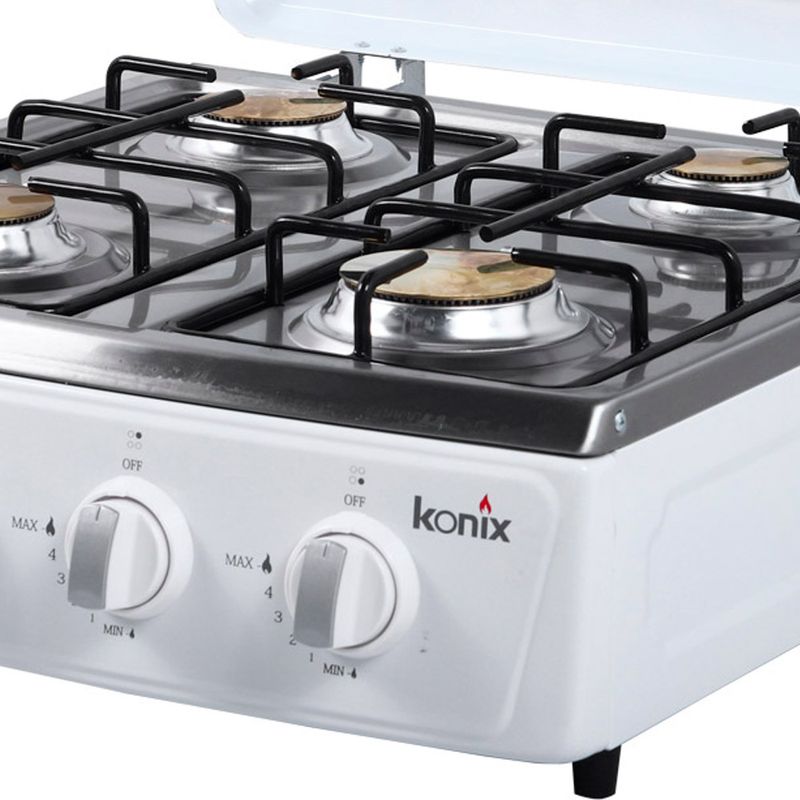 Cocineta konix 4 quemadores + chispero/blanca / KGC402 - Siman El Salvador