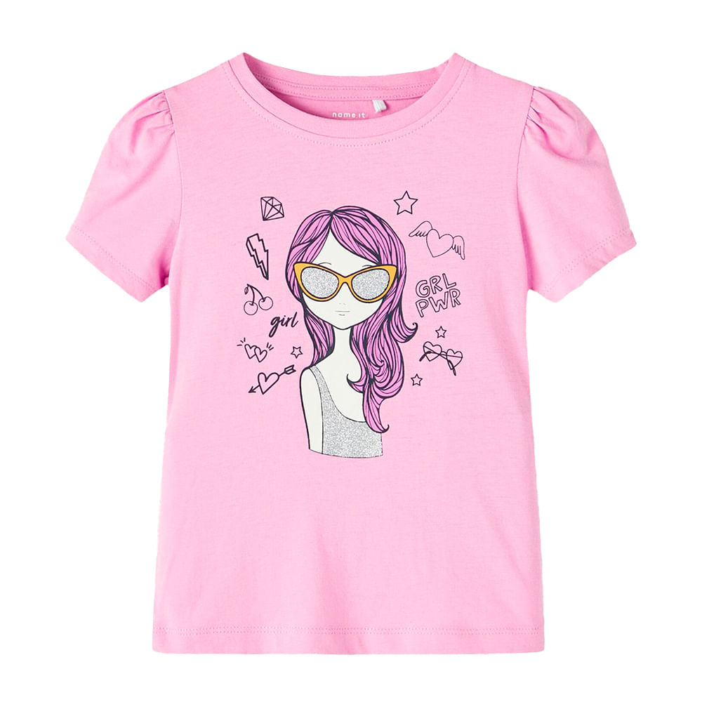 Blusa rosada con estampado para niña