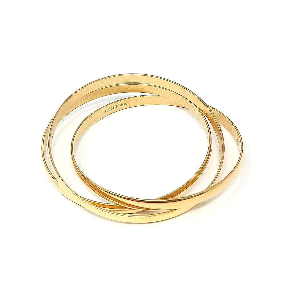 Set de 3 pulseras entrelazadas de acero doradas para mujer en caja ...