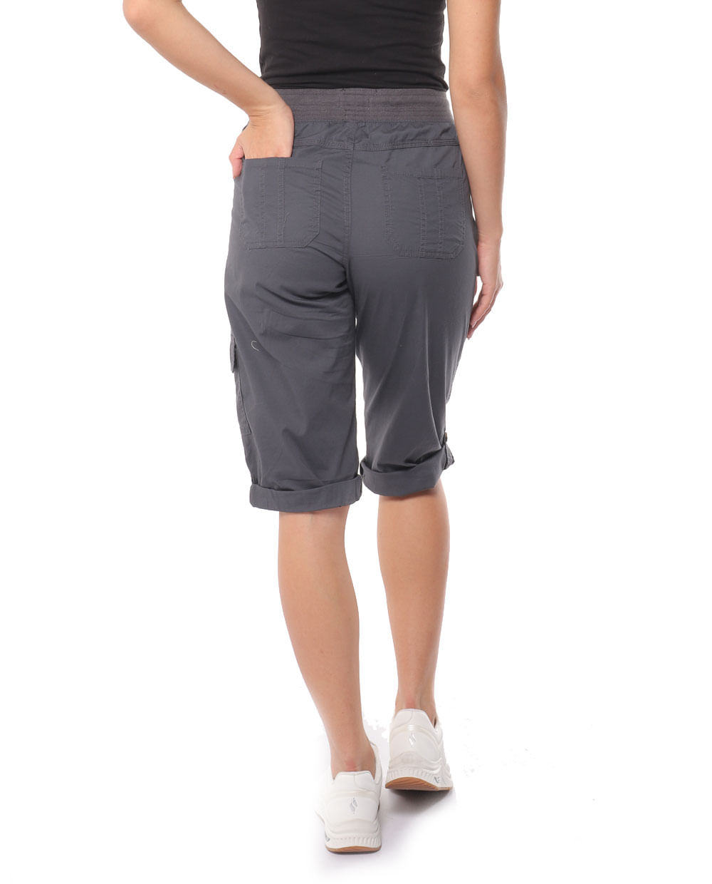 Pantalón Dash capri gris oscuro de cintura alta para dama - Siman El ...
