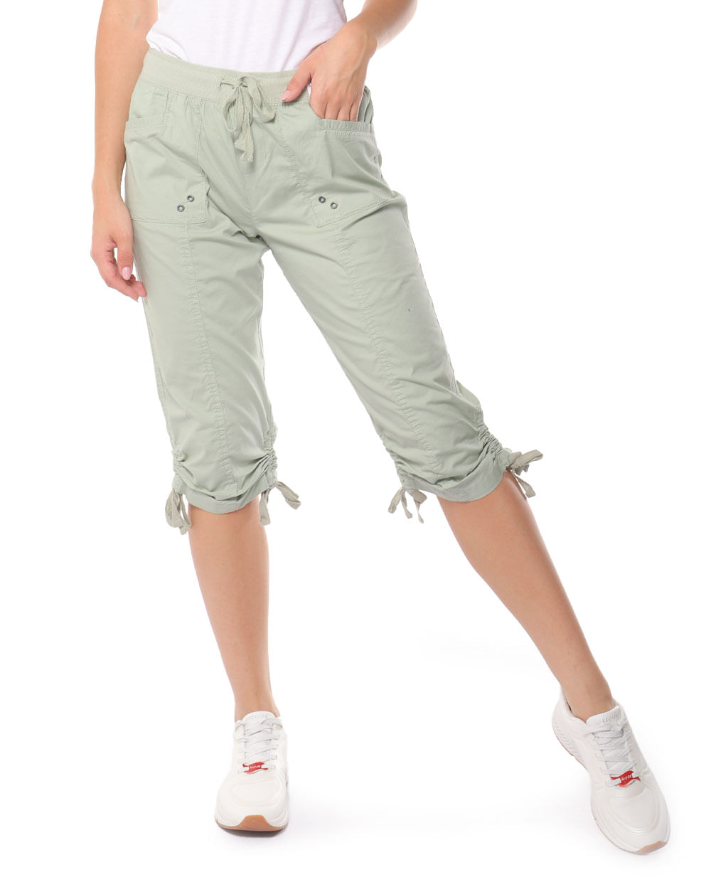 Pantalón Dash capri verde de cintura alta para mujer - Siman Costa Rica