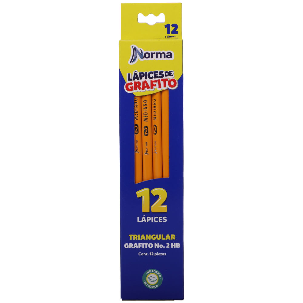 Caja de lápiz grafito triangular Norma 2HB 12 unidades - Siman El Salvador