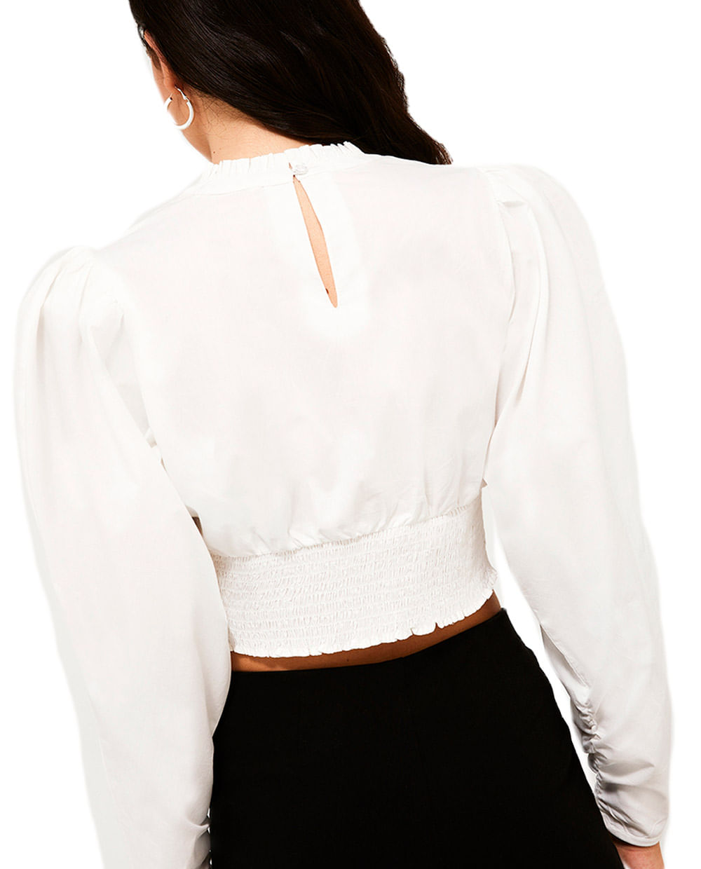 Blusa High Spirit crop top manga larga blanca para mujer - Siman Costa Rica