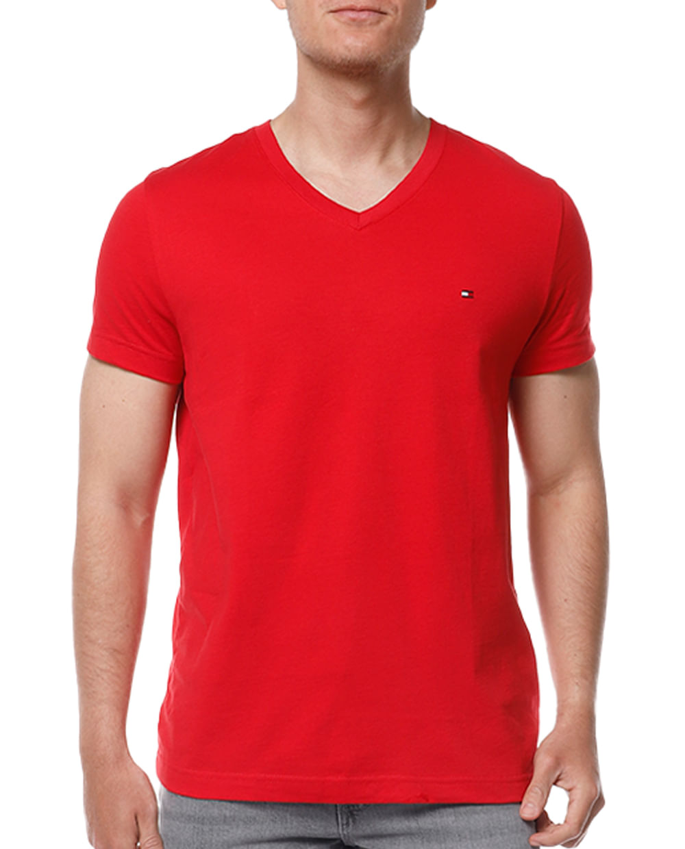 Tommy Hilfiger Camiseta básica roja para hombre
