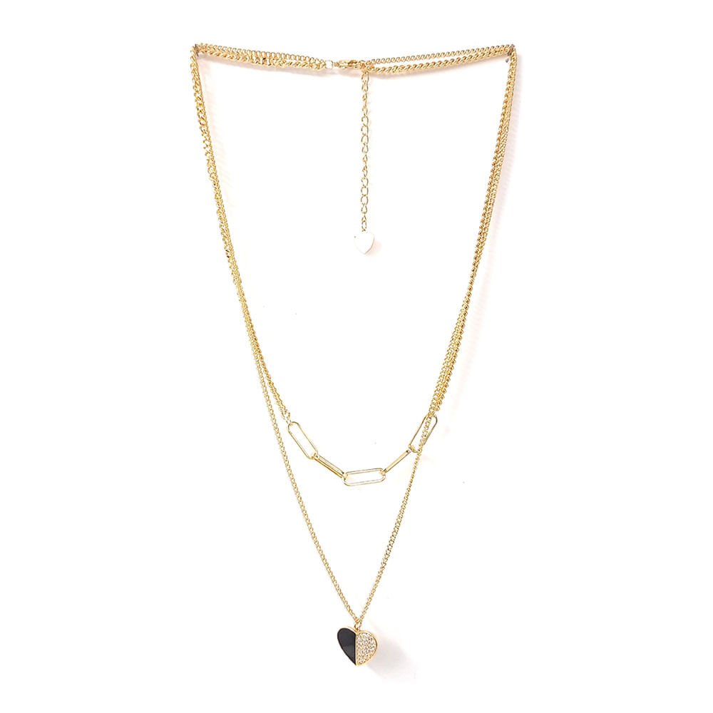 Cadena doble con dije dorado para dama