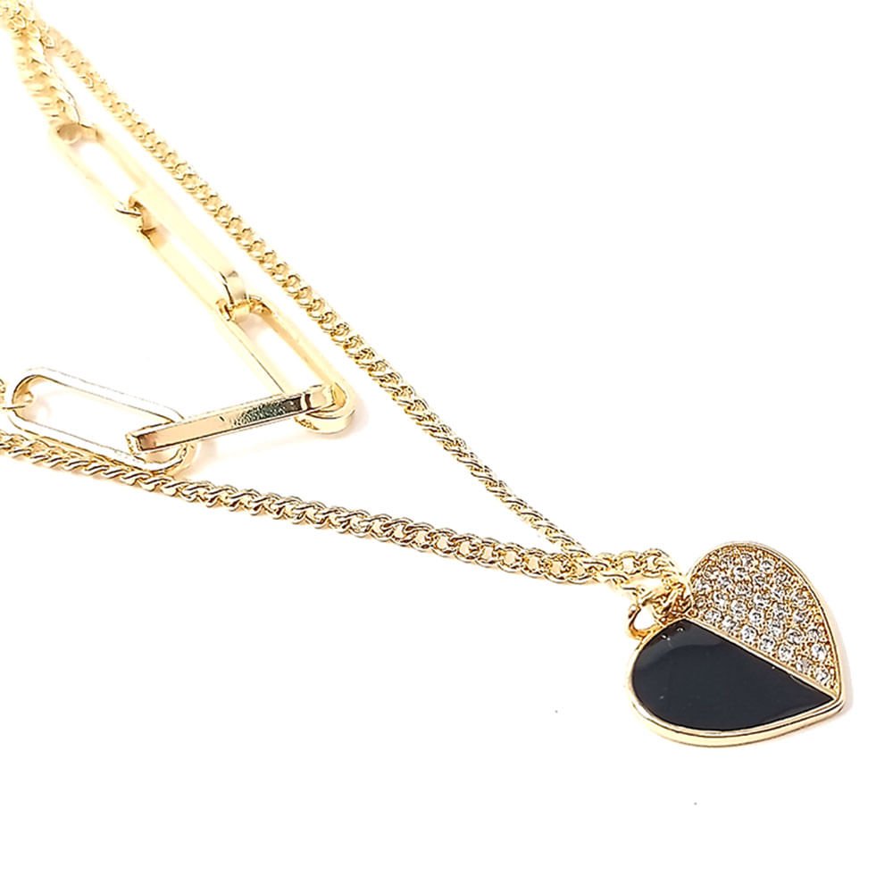 Cadena doble con dije dorado para dama