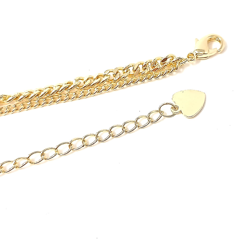 Cadena doble con dije dorado para dama