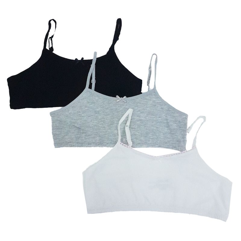 Set 3 brasieres multicolor sólido para niña