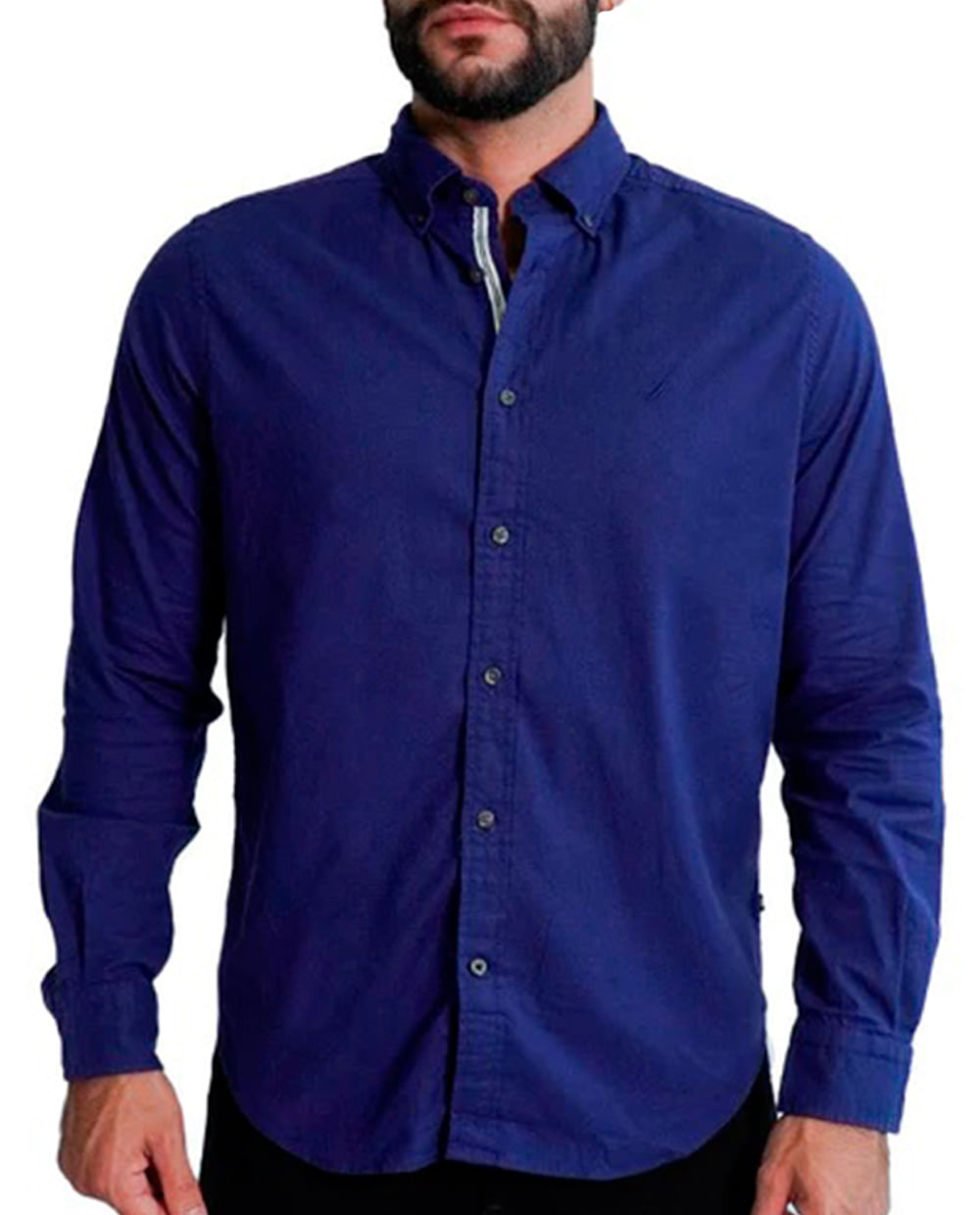 Nautica Camisa casual azul sólida para hombre