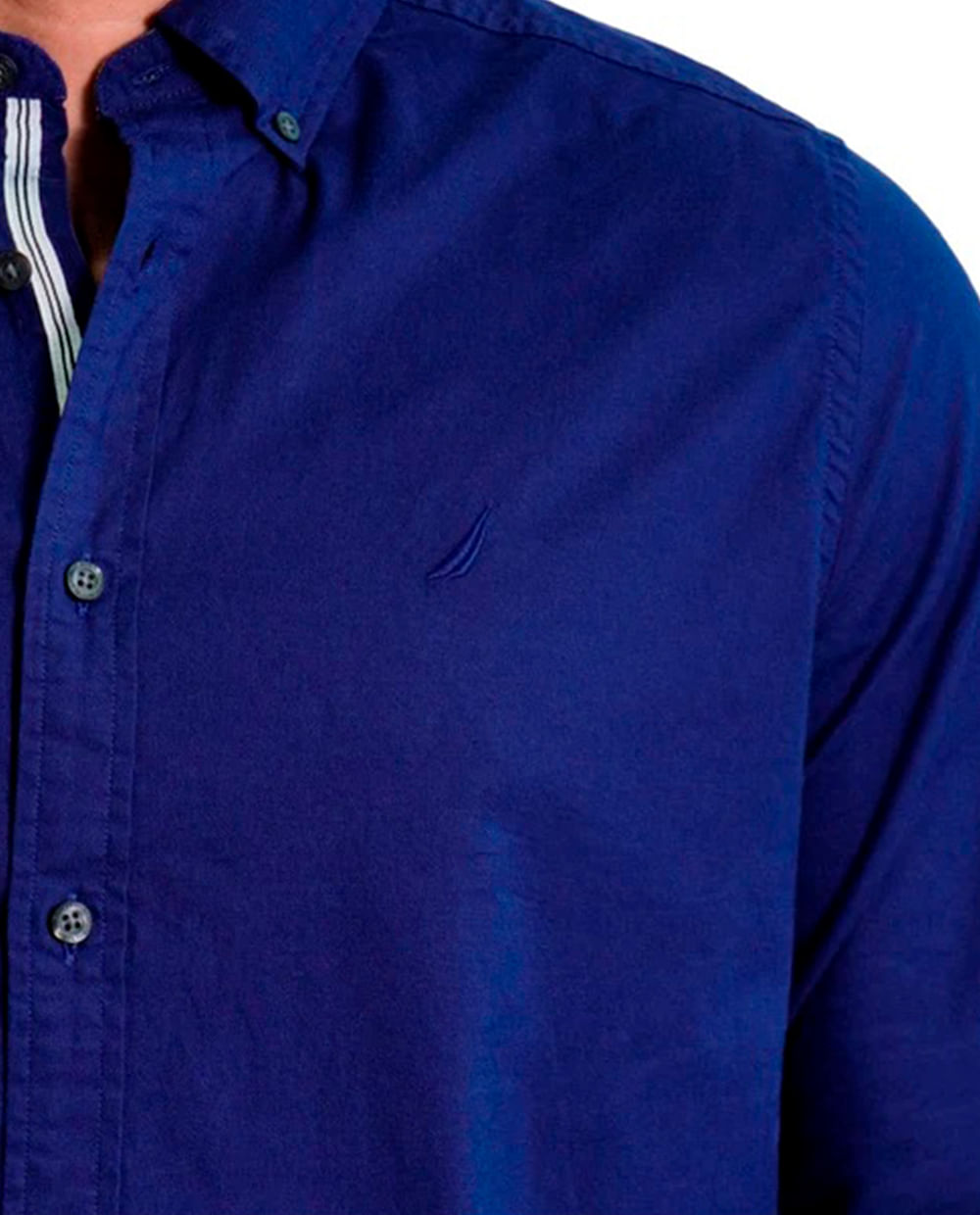Nautica Camisa casual azul sólida para hombre