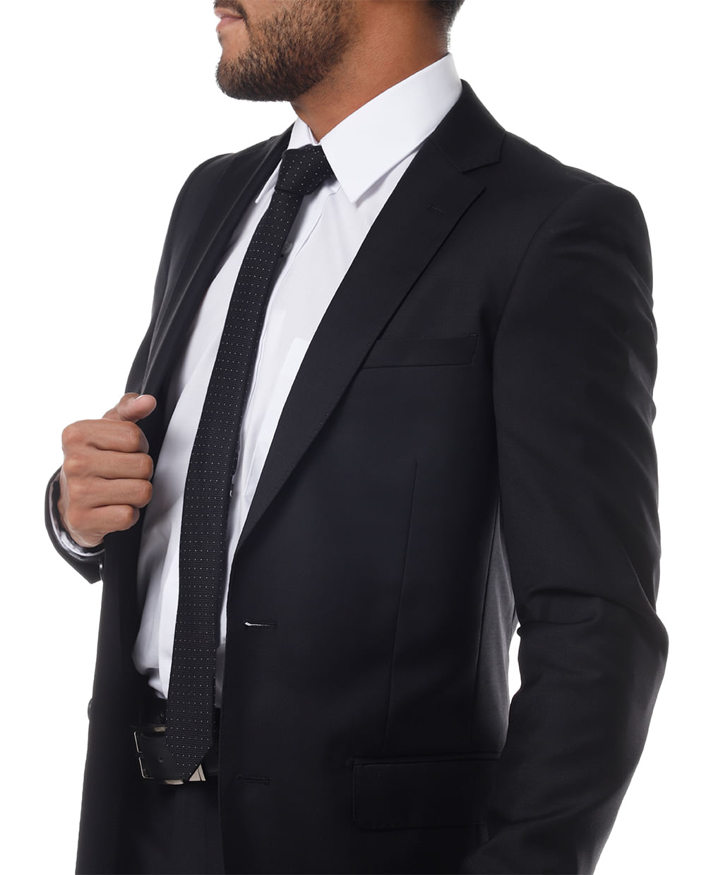 Traje slim fit negro sólido para hombre