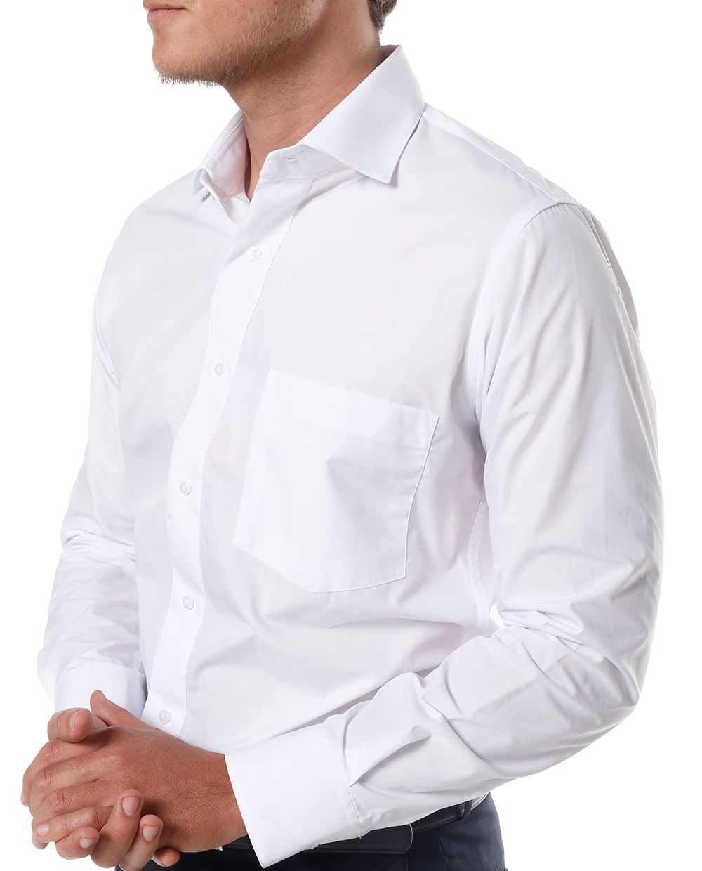 Camisa slim fit blanco sólido para hombre - Siman El Salvador