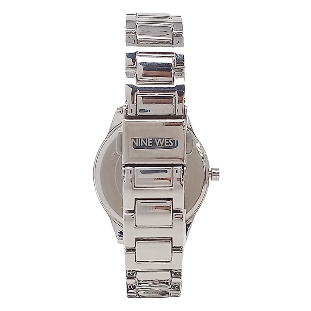 Reloj Nine West analogo metalico color plateado para mujer