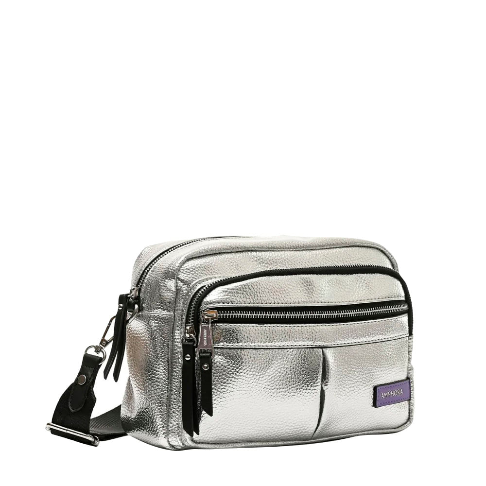 Cartera crossbody Amphora color plateado para dama - Siman El Salvador