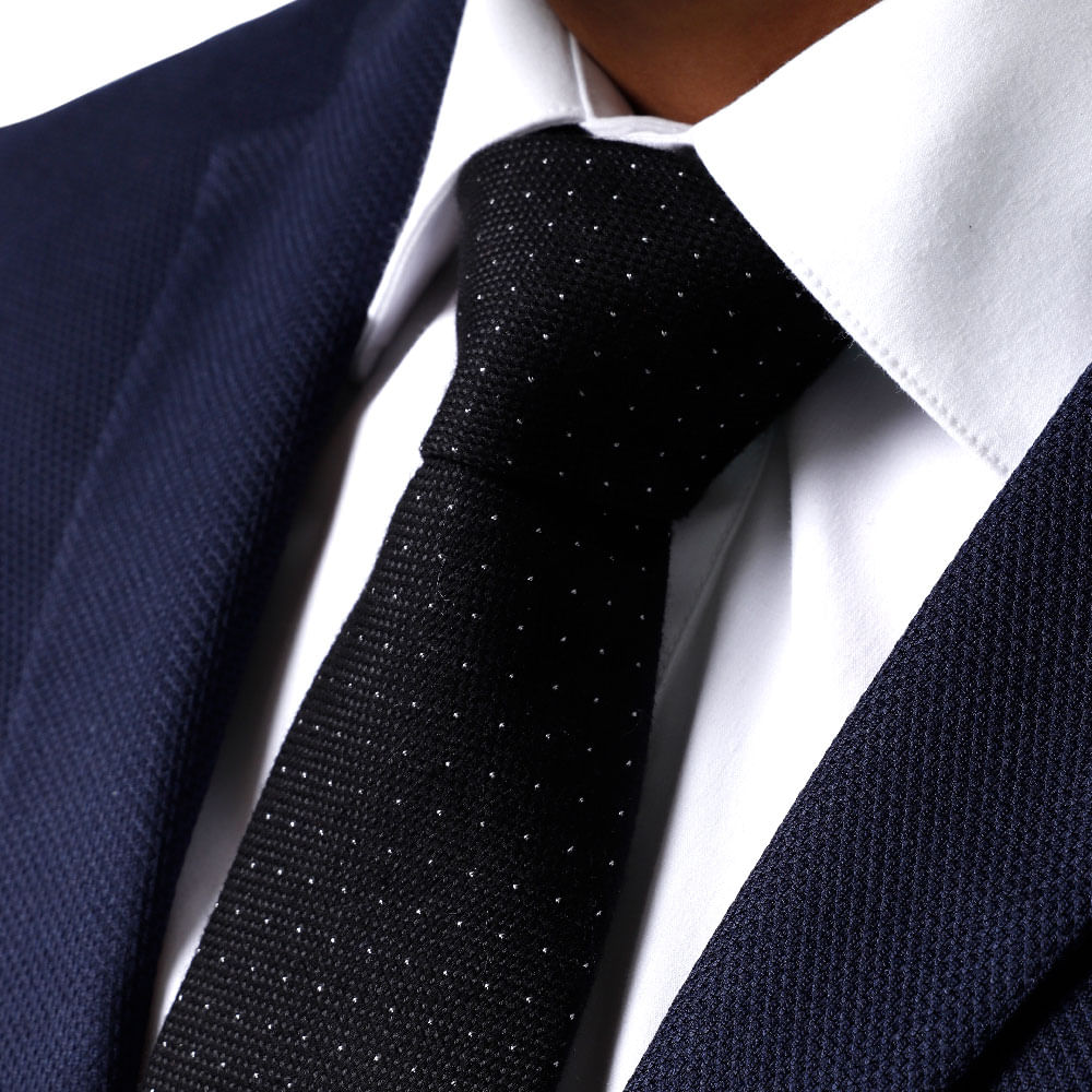 Corbata negra mini puntos blancos para hombre