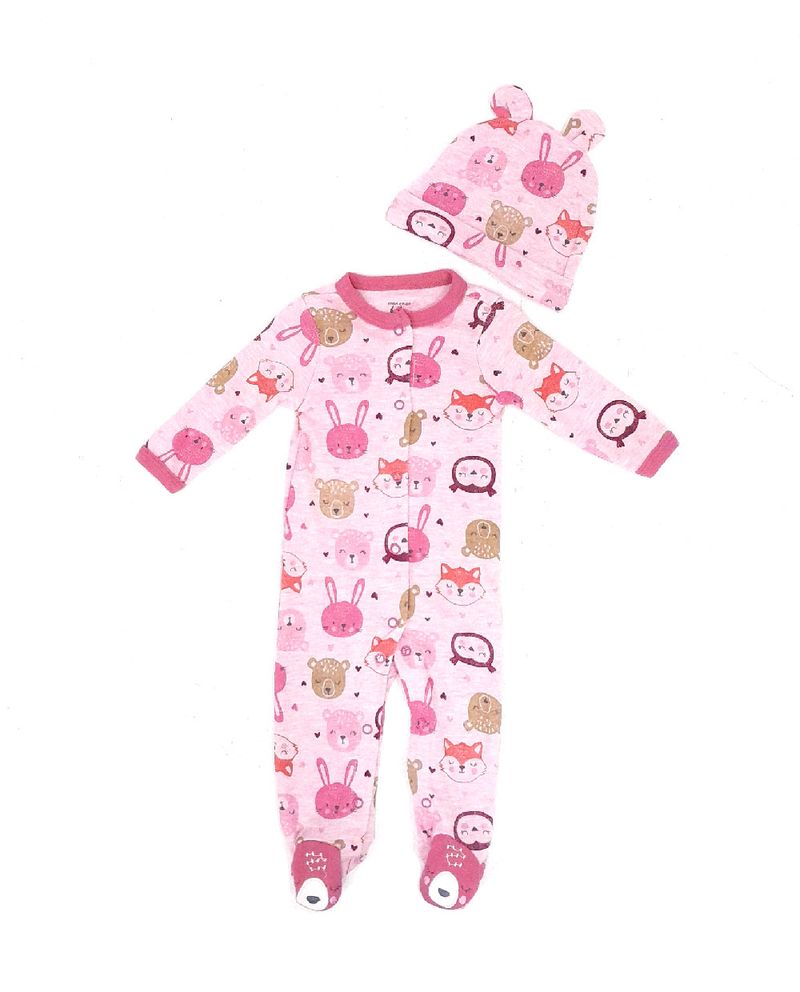 Pijama rosada con estampado para bebé niña