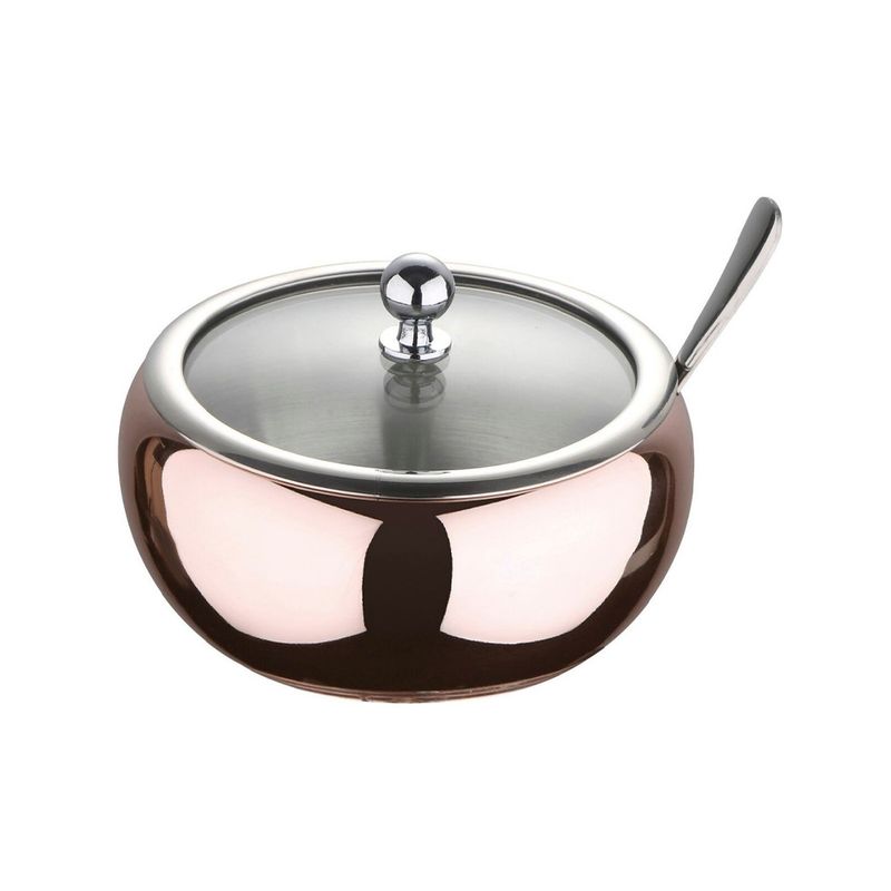 Azucarera de acero inoxidable con tapa de vidrio - Siman El Salvador