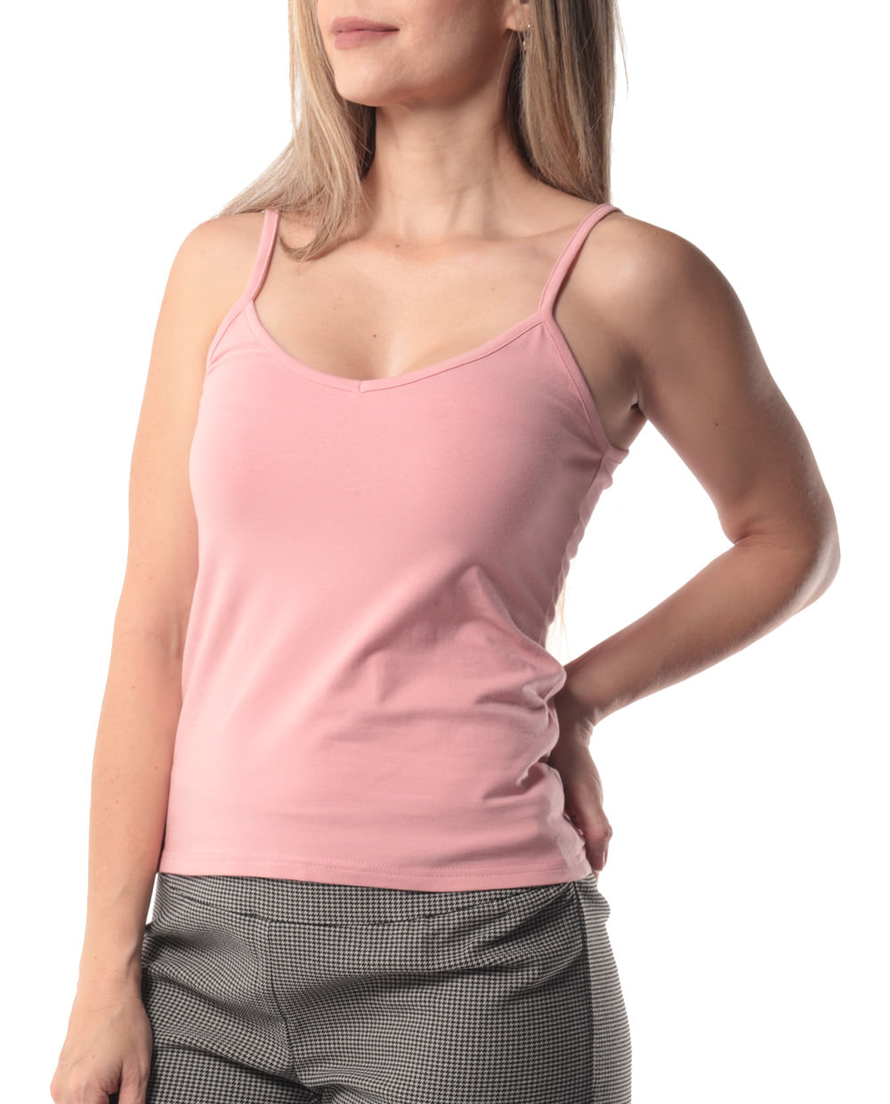 Camiseta Sabrina tank top rosado claro de tirantes para mujer - Siman ...