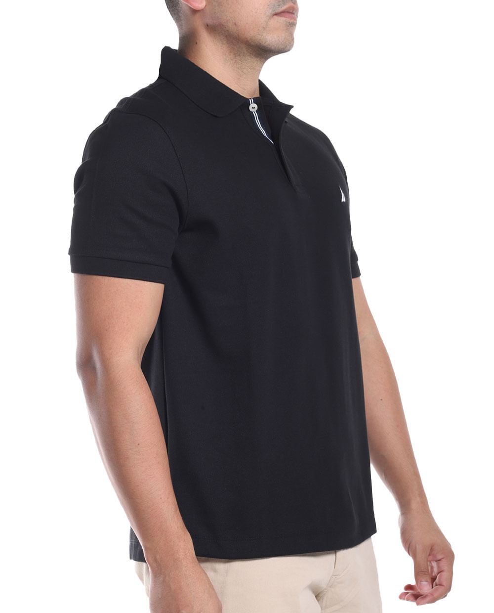 Nautica Camisa polo básica negra sólida para hombre - Siman Nicaragua