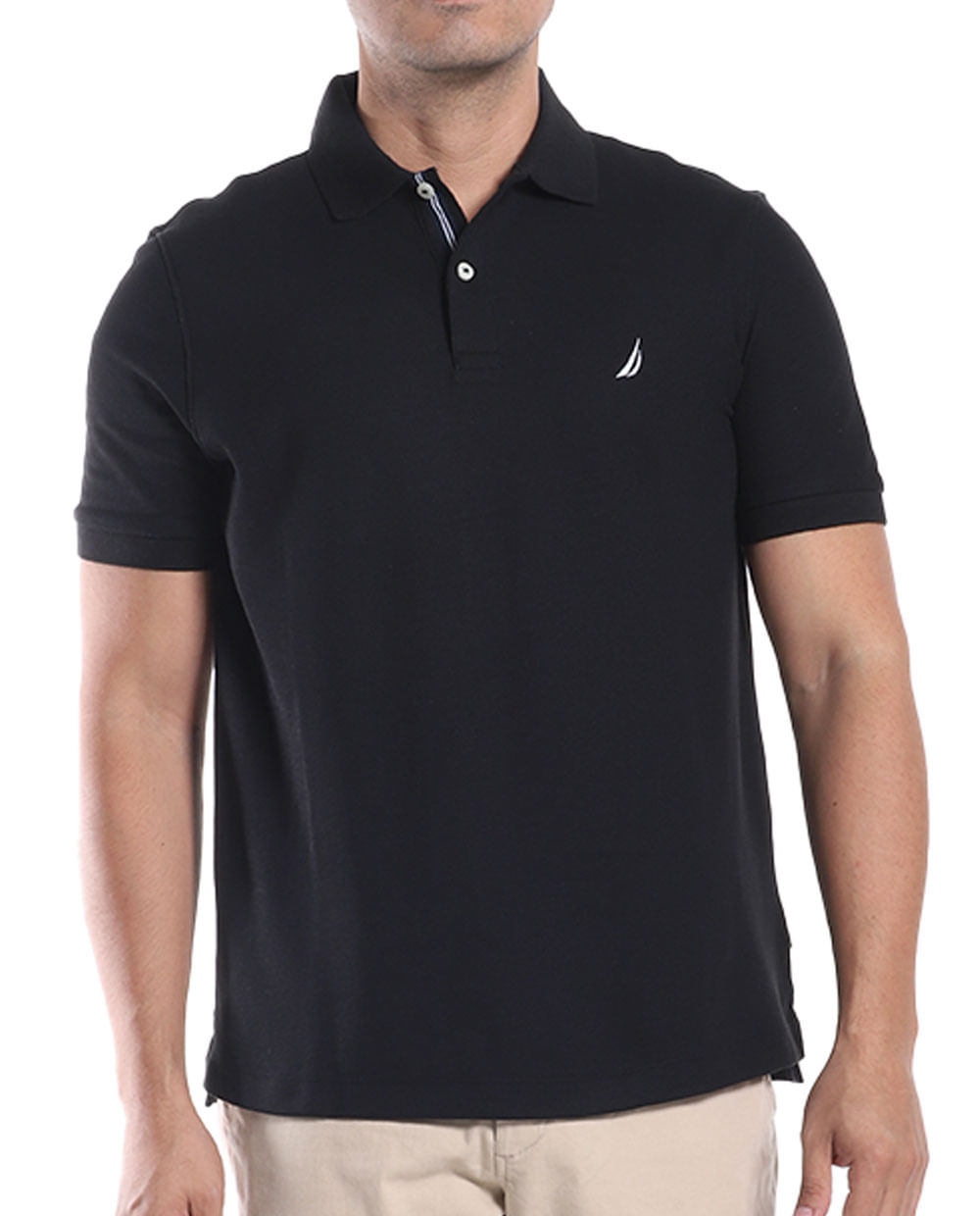 Nautica Camisa polo básica negra sólida para hombre - Siman Costa Rica
