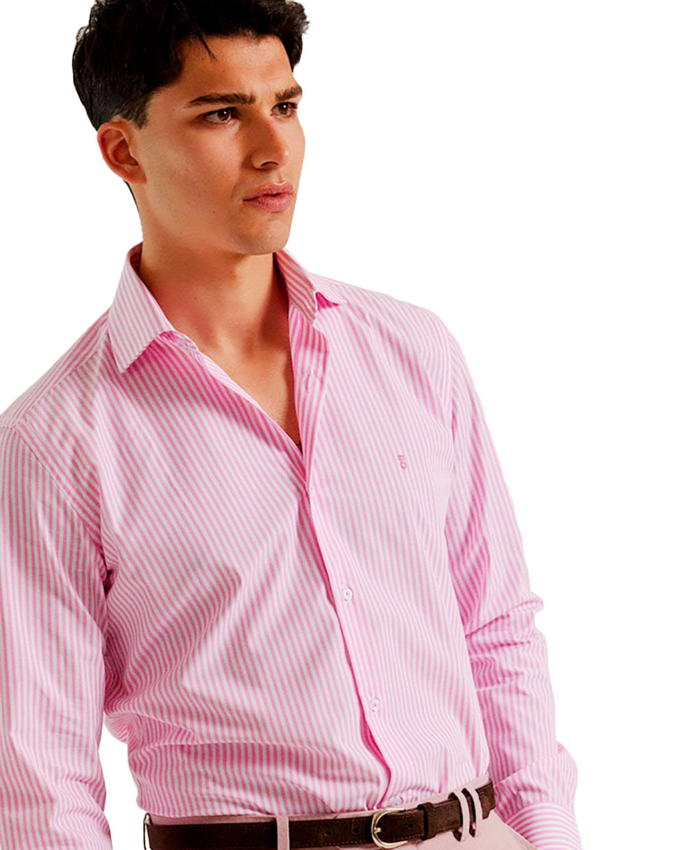 Puro Ego Camisa formal slim fit rosada rayada para hombre - Siman Costa ...