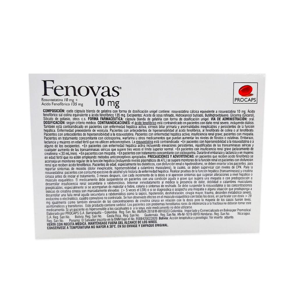 Fenovas 135mg/10mg x 30 capsulas