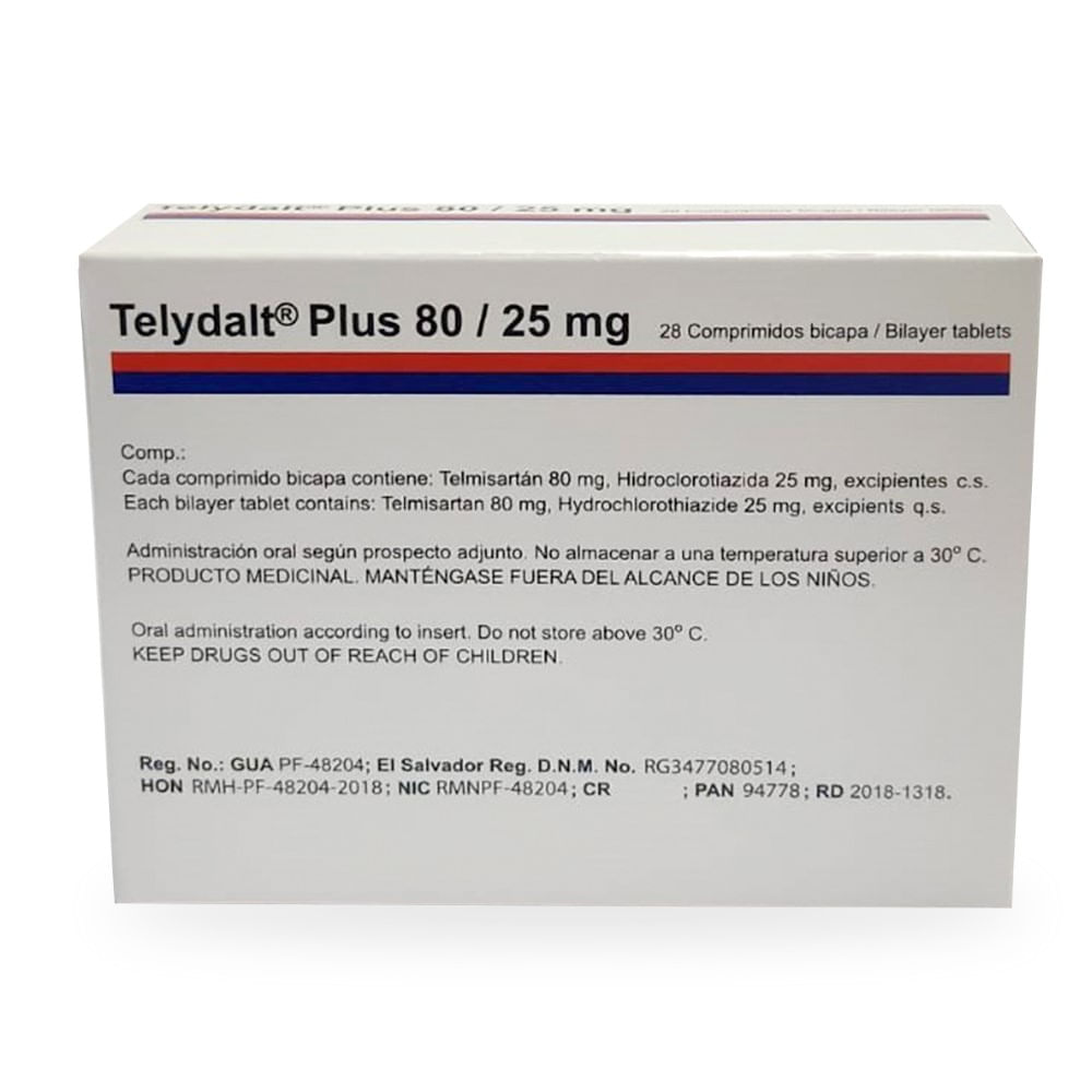 Telydalt plus 80mg/25mg x 28 comprimidos - Siman El Salvador