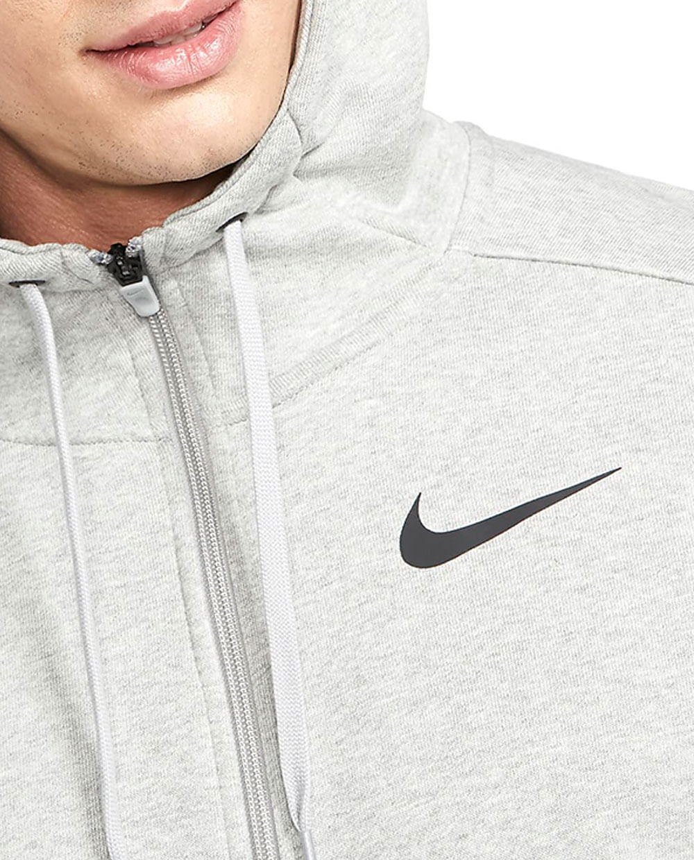 Suéter hoodie deportivo gris estampado Nike para hombre