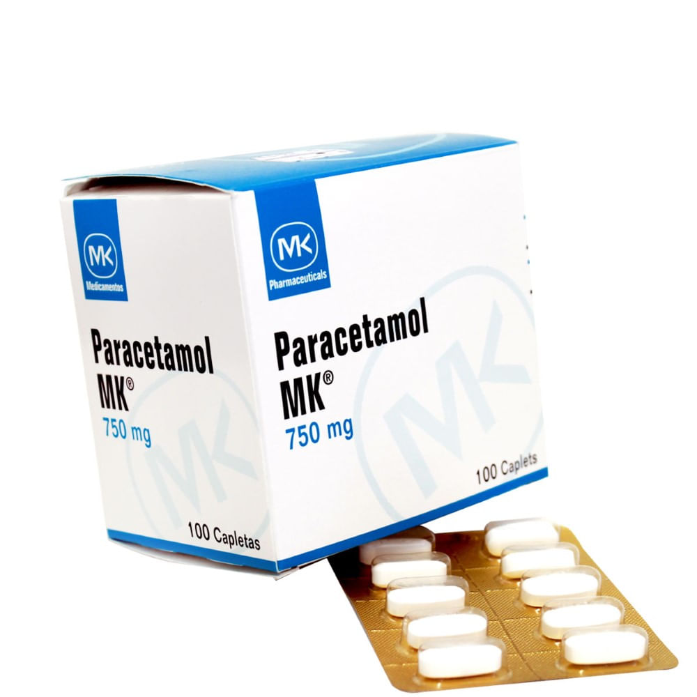 Paracetamol mk 750mg x 100 capletas - Siman El Salvador