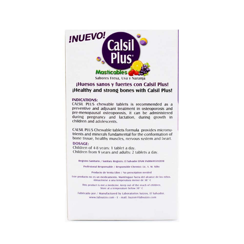 Calsil plus masticable x 60 tabletas - Siman El Salvador