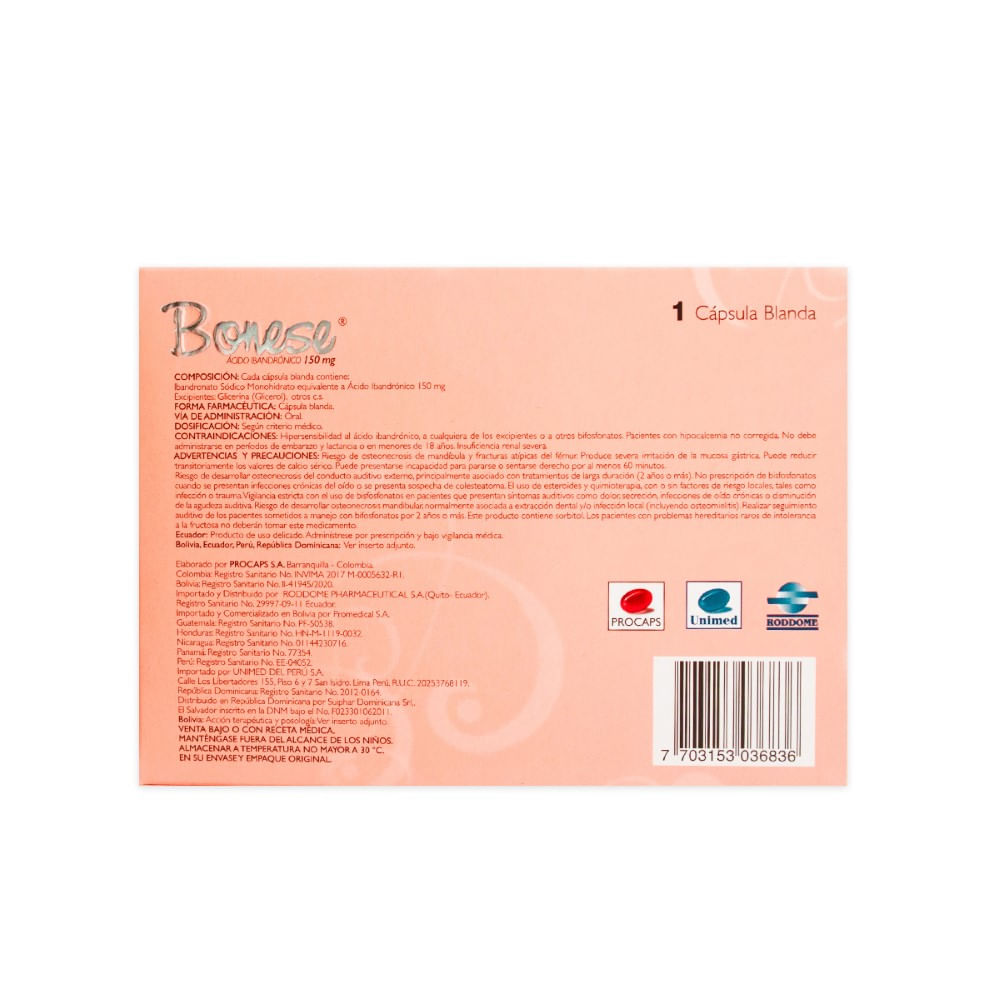 Bonese 150mg x 1 capsula - Siman El Salvador