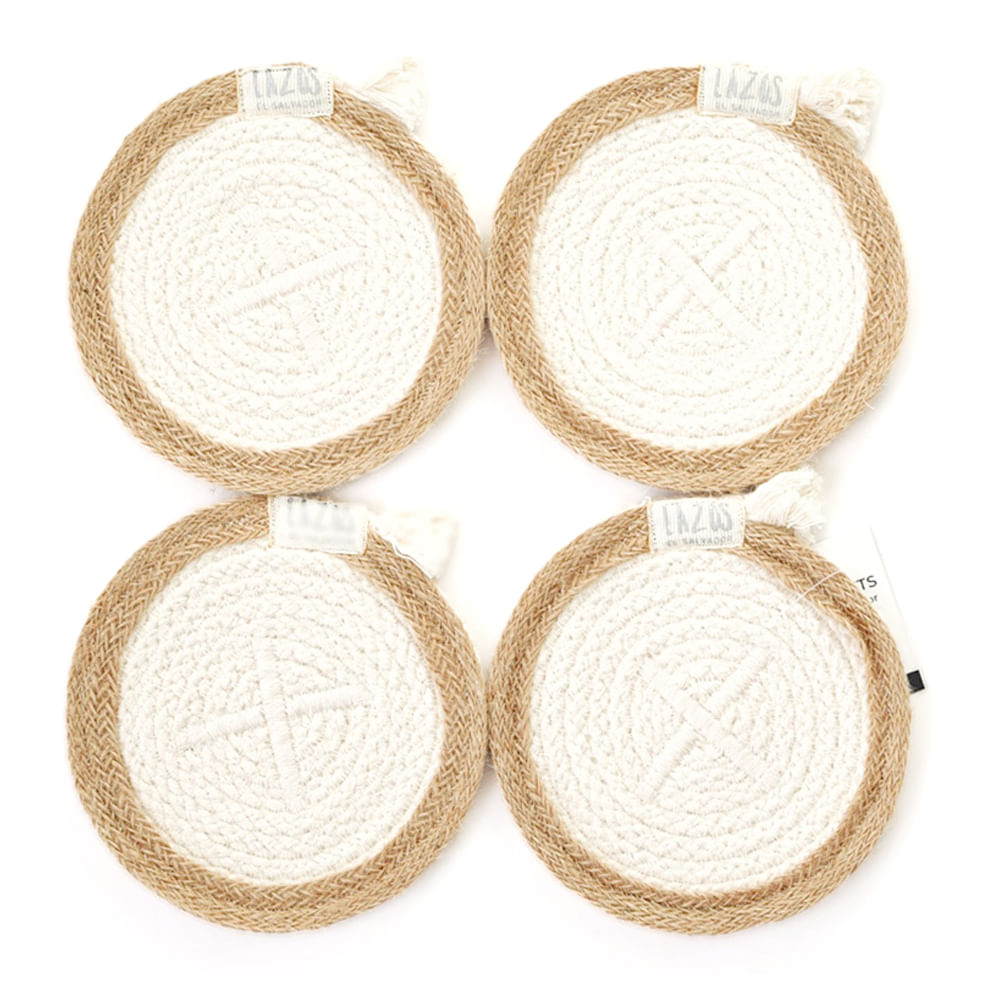 Portavasos con yute set de 4 - Siman El Salvador