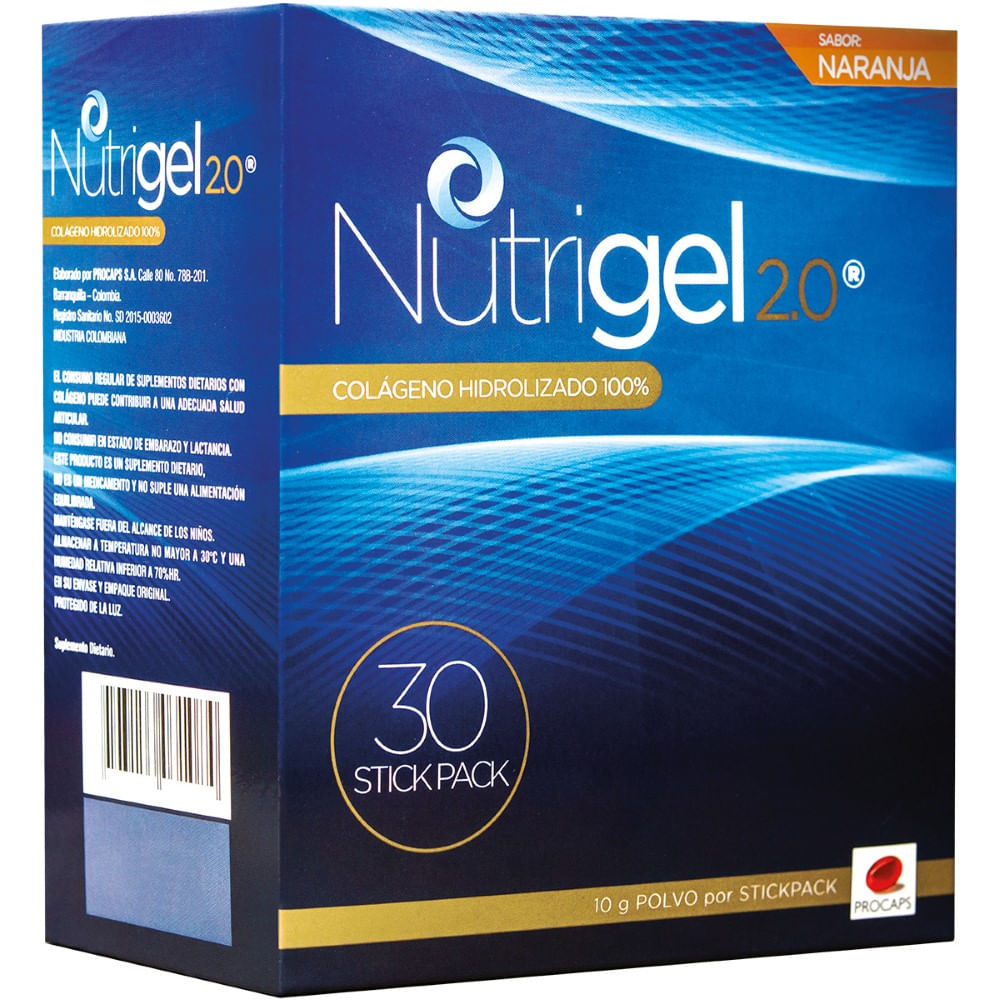 Nutrigel 2.0 sabor naranja x 30 sobres - Siman El Salvador