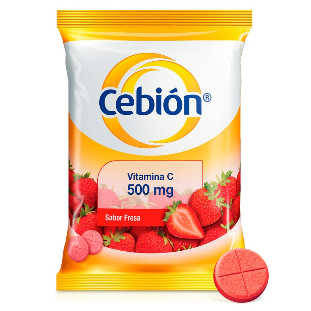 Cebion fresa 500mg x 12 sobres de 12 tabletas - Siman El Salvador