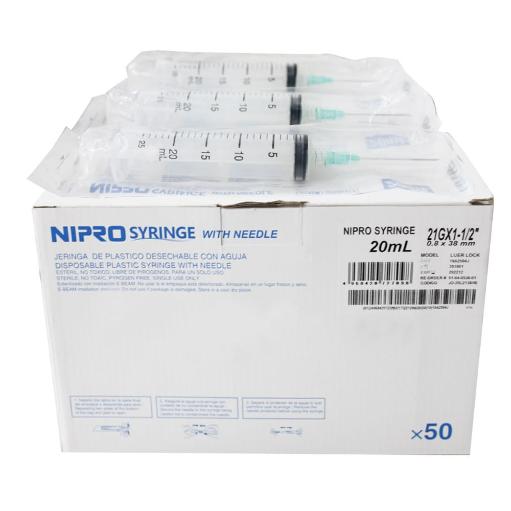 Jeringa nipro syringe 20ml x21-1 1/2 x50 - Siman El Salvador