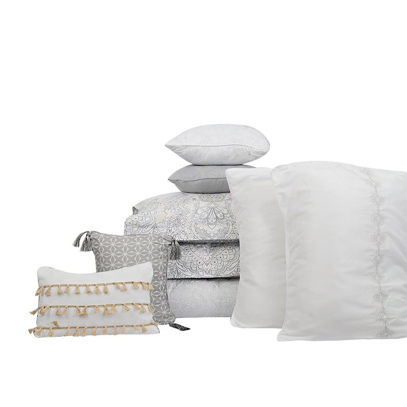 Edredon edda 10 pc. cal king (1x2) mustard/ gris