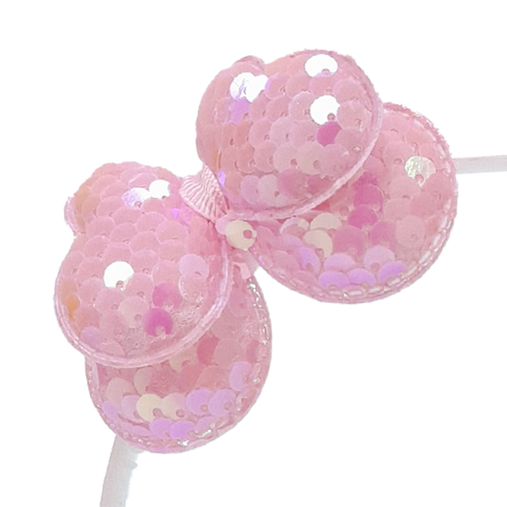 Diadema con chonga rosada lentejuelas para niña - Siman Costa Rica