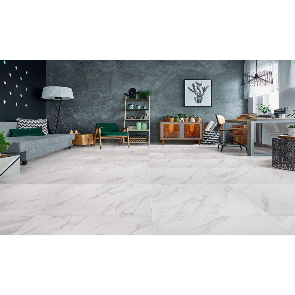 Porcelanato para interiores 61x61 white carrara ext caja
