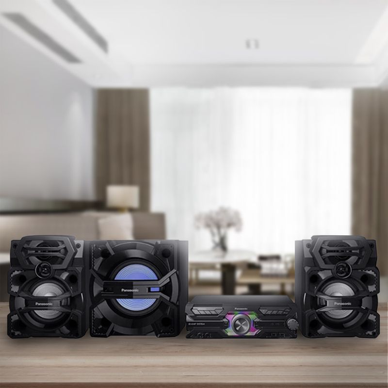 Mini componente 2200w rms bluetooth 2 usb 2mic am-fm radio karaoke ...