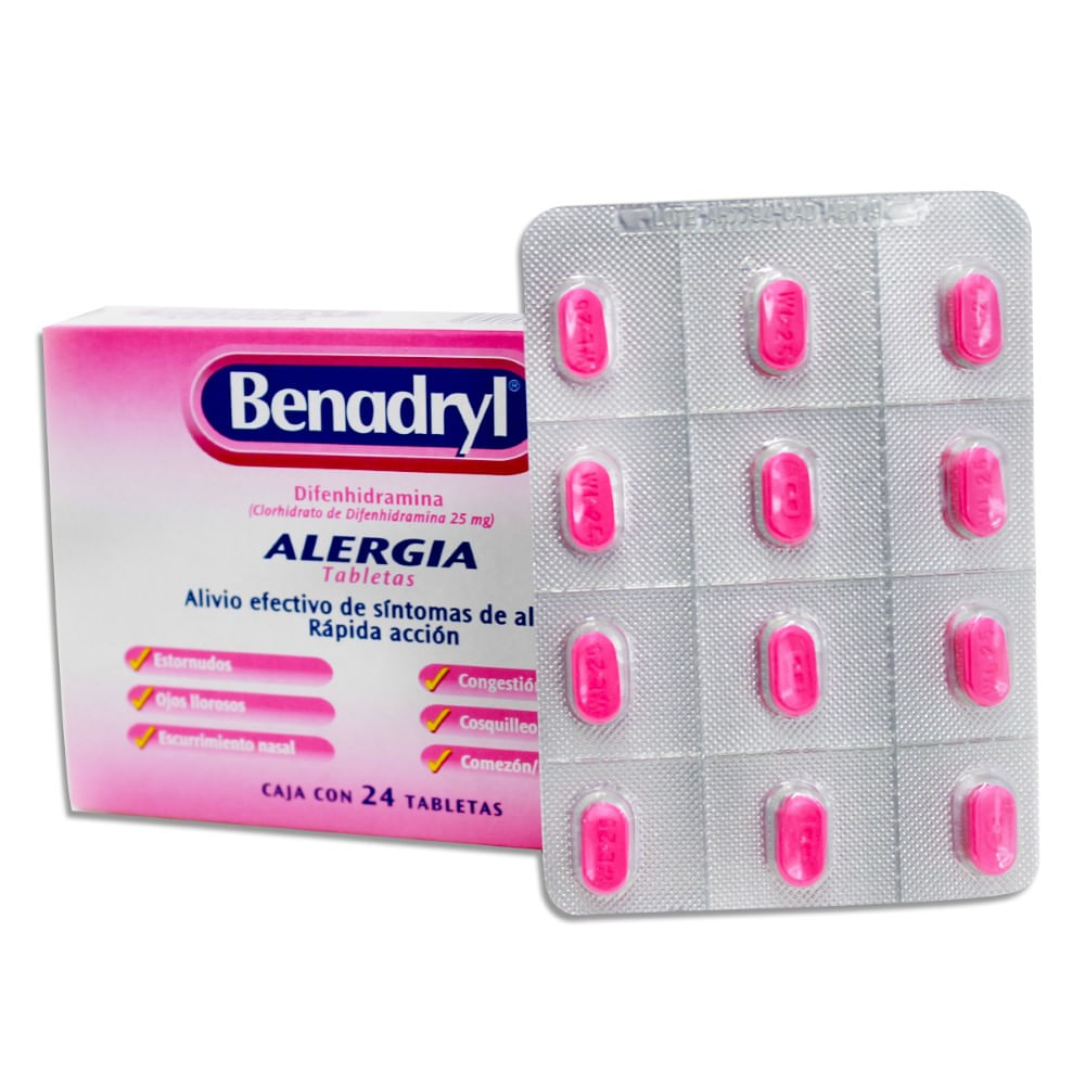 Benadryl alergia 25mg x 24 tabletas - Siman El Salvador