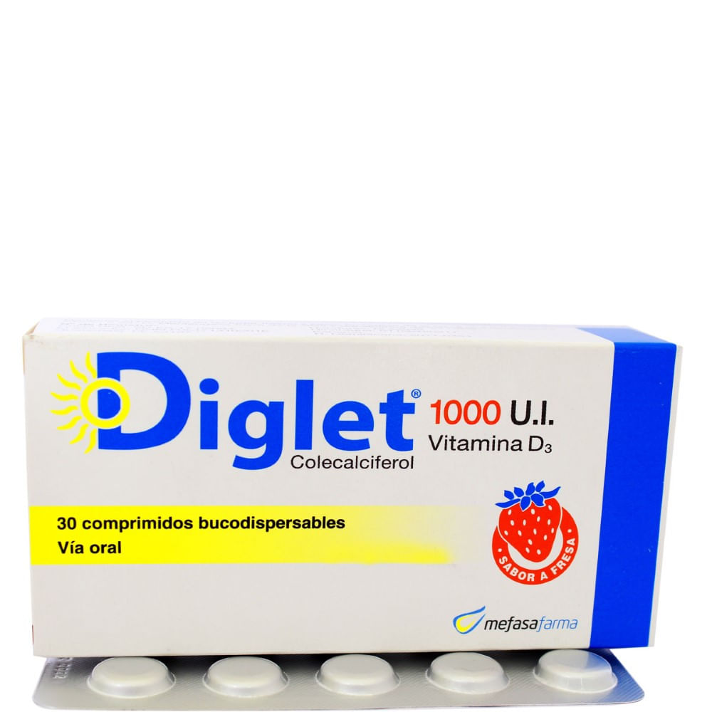 Diglet 1000ui sabor fresa x 30 comprimidos - Siman El Salvador