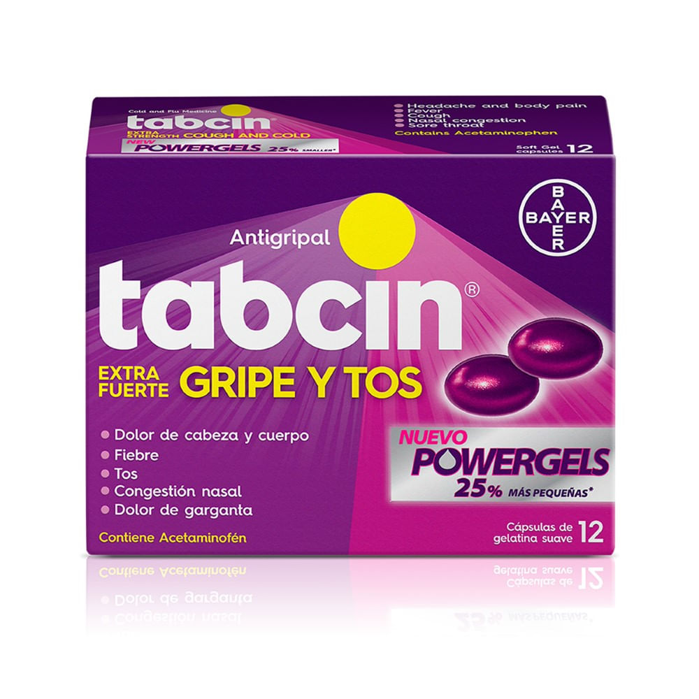 Tabcin extra fuerte gripe y tos powergels x 12 - Siman El Salvador